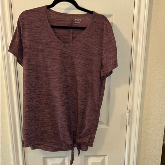 bcg | Tops | Bcg Red Short Sleeve Tie Front Tee | Poshmark